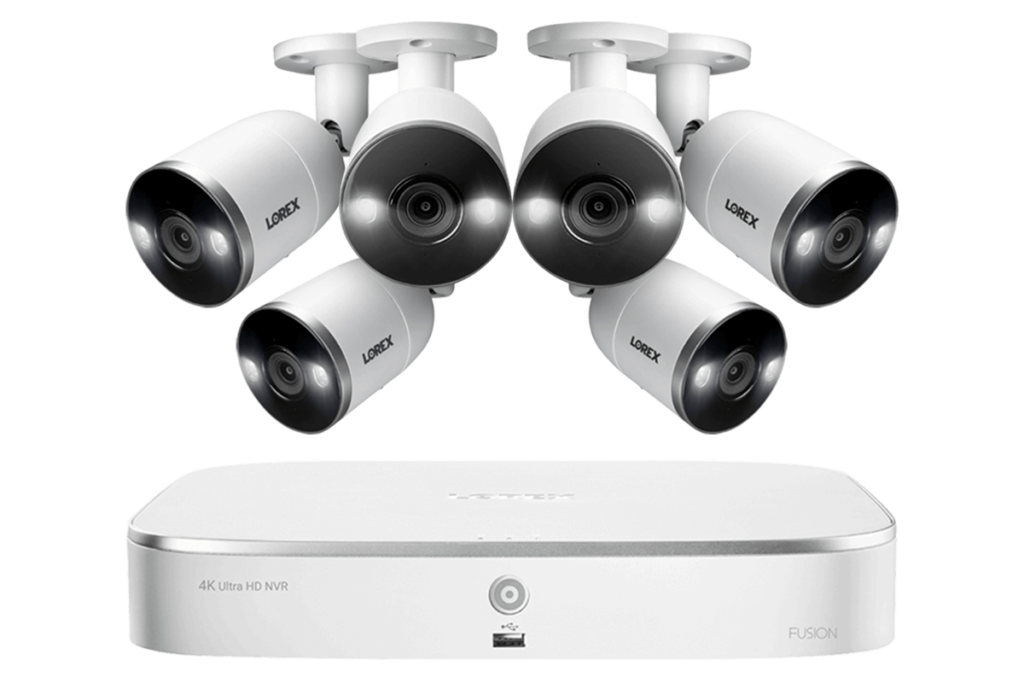 8-Channel 4K Ultra HD Fusion NVR System with 6 Smart Deterrence 4K (8MP) IP Cameras – E.G ...